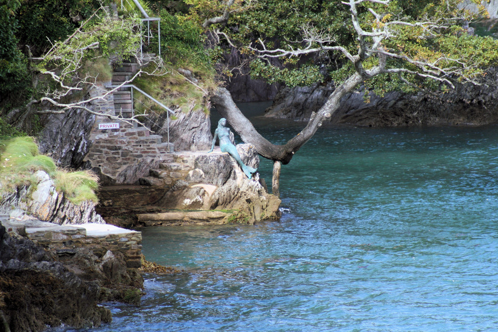 Mermaid statue "Miranda, Mermaid of Dartmouth" in England.