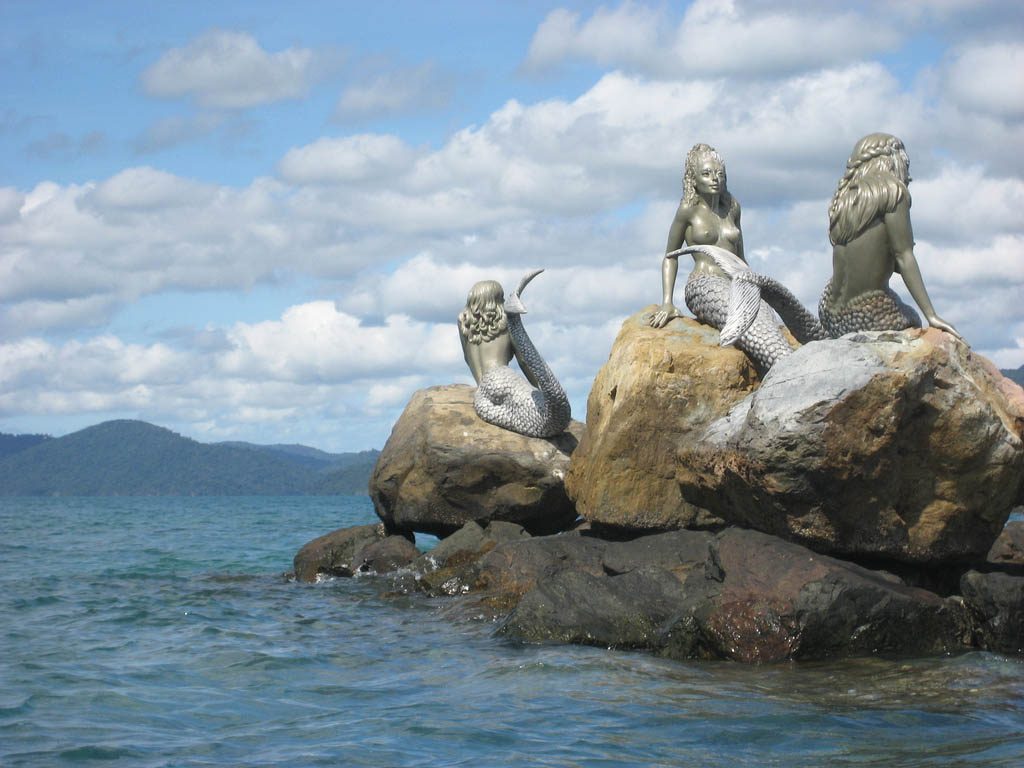 The Mermaid statues on Daydream Island in Australia