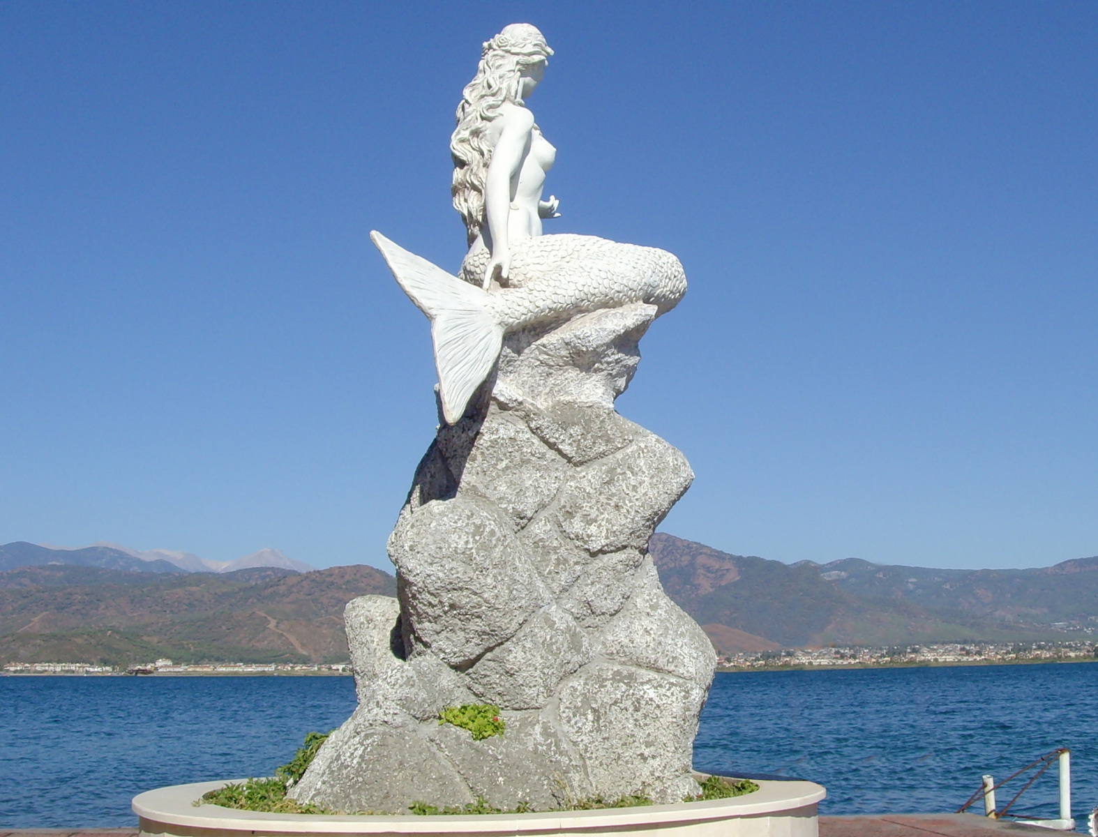 Mermaid statue at Club Hotel Letoonia in Fethiye Harbor, Turkey