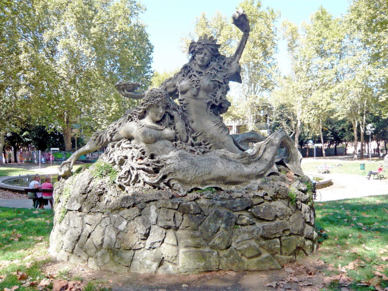 Mermaid statues in Montagnola Park - Bologna, Italy
