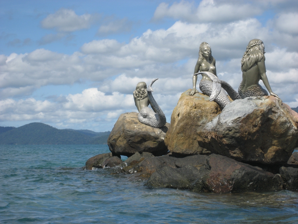 The Mermaid statues on Daydream Island in Australia