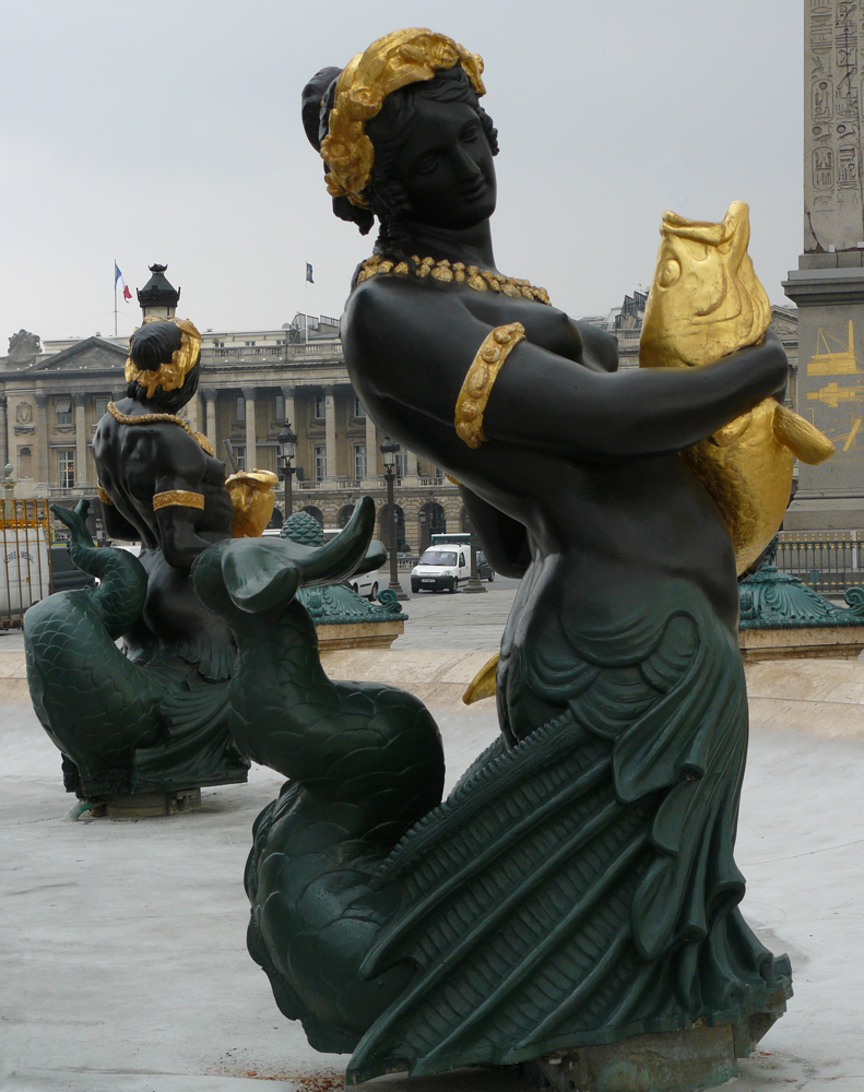 Mermaid statues on Place de la Concorde in Paris - Mermaids of Earth